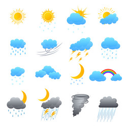 Cartoon characters weather forecast set Royalty Free Vector