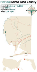 Map of santa rosa county in florida Royalty Free Vector