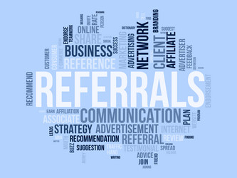 Word cloud background concept for referrals Vector Image