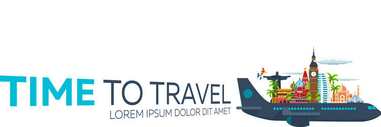 Time to travel logo flat Royalty Free Vector Image
