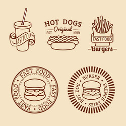 Vintage fast food logo set retro quick Royalty Free Vector