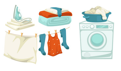 Washing clothing laundry machine and housekeeping Vector Image