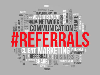 Word cloud background concept for referrals Vector Image