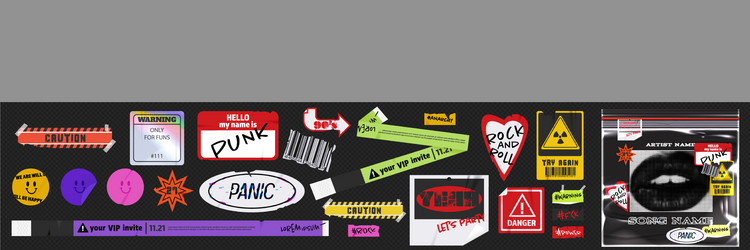 Punk stickers set with texture for an album Vector Image