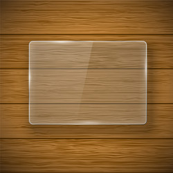 Glass frame on wooden texture background Vector Image