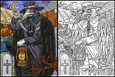 Halloween plague doctor cartoon colored clipart Vector Image