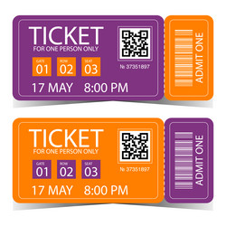 Ticket template design with qr code Royalty Free Vector