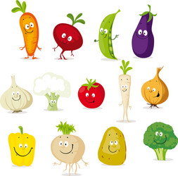 Cute cartoon vegetable collection Royalty Free Vector Image
