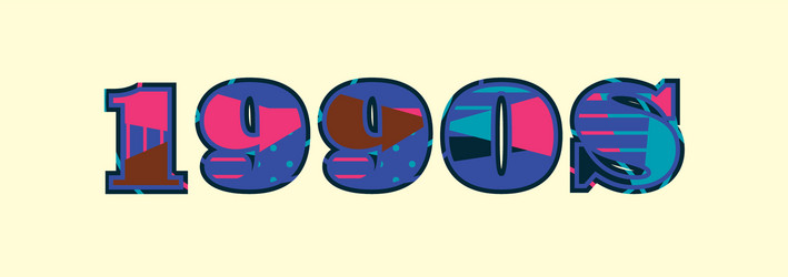 1990s concept colorful word art Royalty Free Vector Image