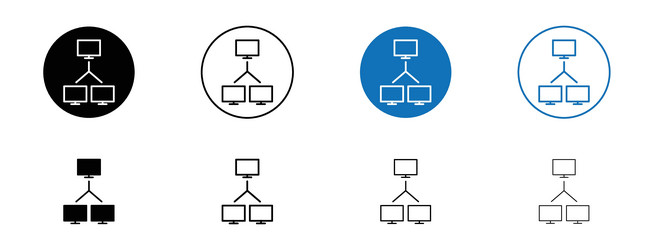 Computer network icon set laptop lan sharing Vector Image