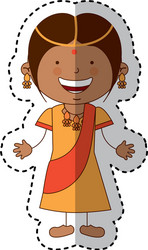 Indian cute girl character Royalty Free Vector Image