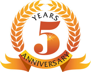 5 year ribbon anniversary Royalty Free Vector Image