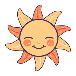 Smiling sun cartoon brings summer fun joy Vector Image