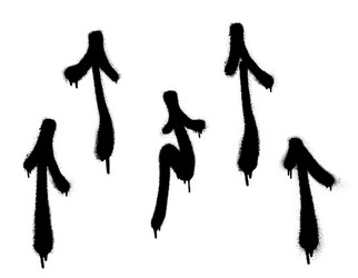 Graffiti arrows set with overspray in black over Vector Image