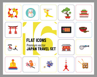 Japan travel icon set Royalty Free Vector Image