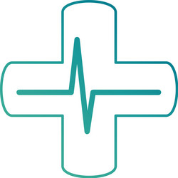 Cross with ekg isolated icon Royalty Free Vector Image