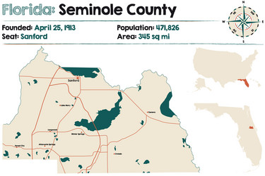 Map seminole county in florida Royalty Free Vector Image