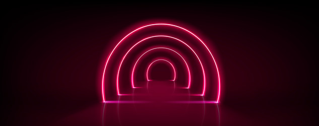 Arch corridor or tunnel path way with neon frame Vector Image
