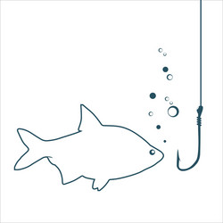 Fish on hook cartoon Royalty Free Vector Image