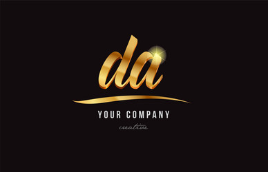 Gold golden alphabet letter da d a logo Royalty Free Vector