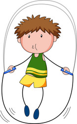 Two boys jumping rope together Royalty Free Vector Image