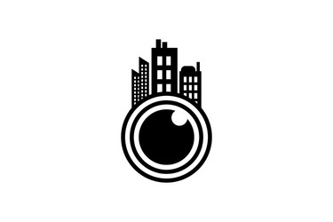 Lens camera and town logo designs inspiration Vector Image