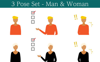 Persons pose set face to front show list surprise Vector Image