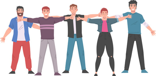 Team of people standing together and hugging Vector Image