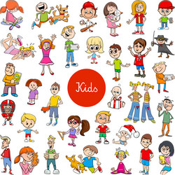Cartoon cute kids set school boys and girls Vector Image