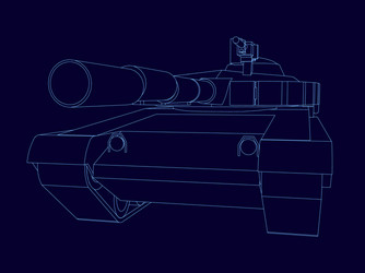 Polygonal model a battle tank 3d front view Vector Image