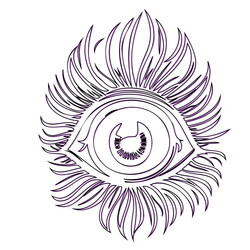 Evil eye halloween sketch outline shadow purple Vector Image