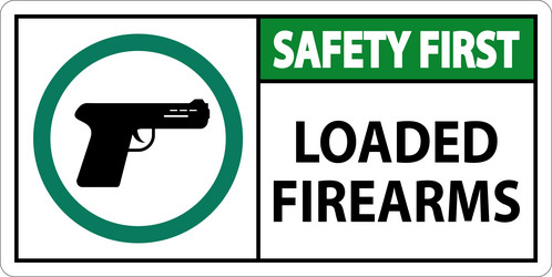 Gun owner sign warning loaded firearms Royalty Free Vector