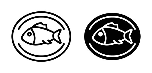 Cooked fish icon set food stroke logo symbol Vector Image