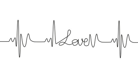Love lettering heartbeat design positive Vector Image