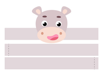Printable hippo paper hat party crown die cut Vector Image