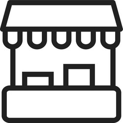 Black and white line drawing of a market stall Vector Image