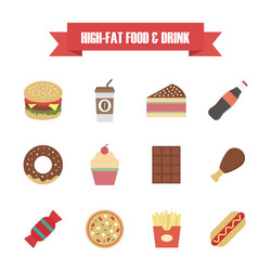 Food icons in flat style Royalty Free Vector Image