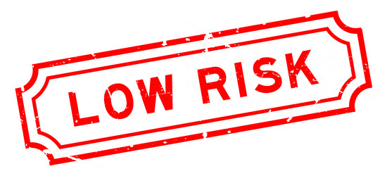 Grunge blue low risk word rubber seal stamp Vector Image