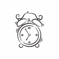 Hand drawn classic ringing alarm clock line art Vector Image