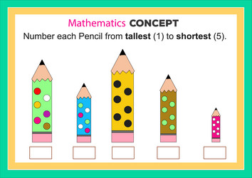 Pre math concepts tall short Royalty Free Vector Image