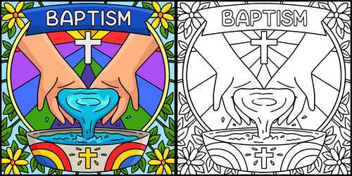 Baptism angel pouring water coloring Royalty Free Vector