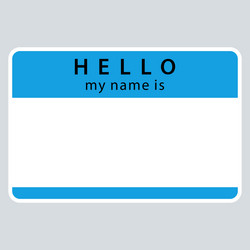 Blue tag sticker hello my name Royalty Free Vector Image