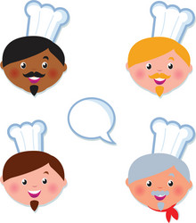 Cute chef boy with equipment elements Royalty Free Vector