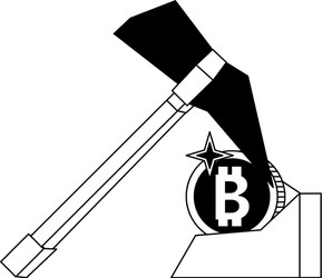 Mining bitcoins symbol scribble Royalty Free Vector Image