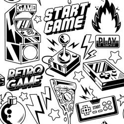 Vintage gaming seamless pattern Royalty Free Vector Image