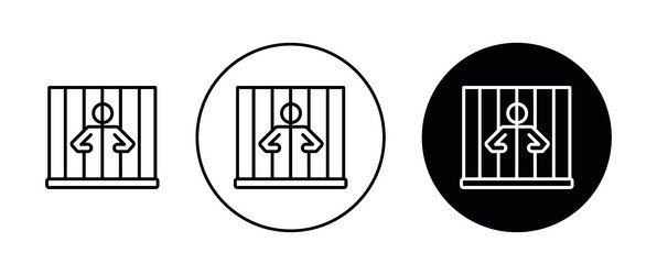Criminal behind bars icon set prison jail cell Vector Image