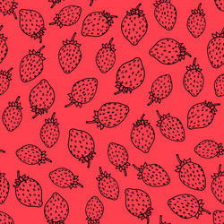 Seamless pattern of golden strawberry on dark Vector Image