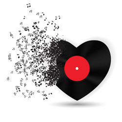 Happy valentines day card with heart music notes Vector Image