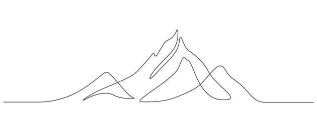 One continuous line drawing of mountain range Vector Image