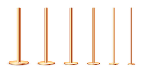 Realistic metal poles collection isolated on white